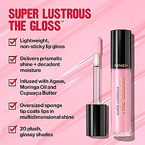 Revlon Super Lustrous Lip Gloss, Non-Sticky, High Shine Finish, 215 Super Natural, 0.13 Oz