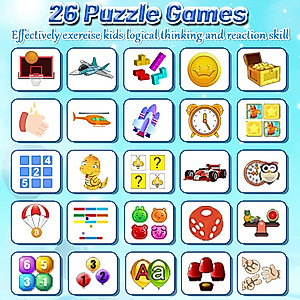 Kids Waterproof Smart Watch Girls Boys with 26 Puzzle Game 1.44" HD Touchscreen Pedometer Video Music Player Alarm Clock Flashlight Parental Control Child Learning Toys for Age 3-12