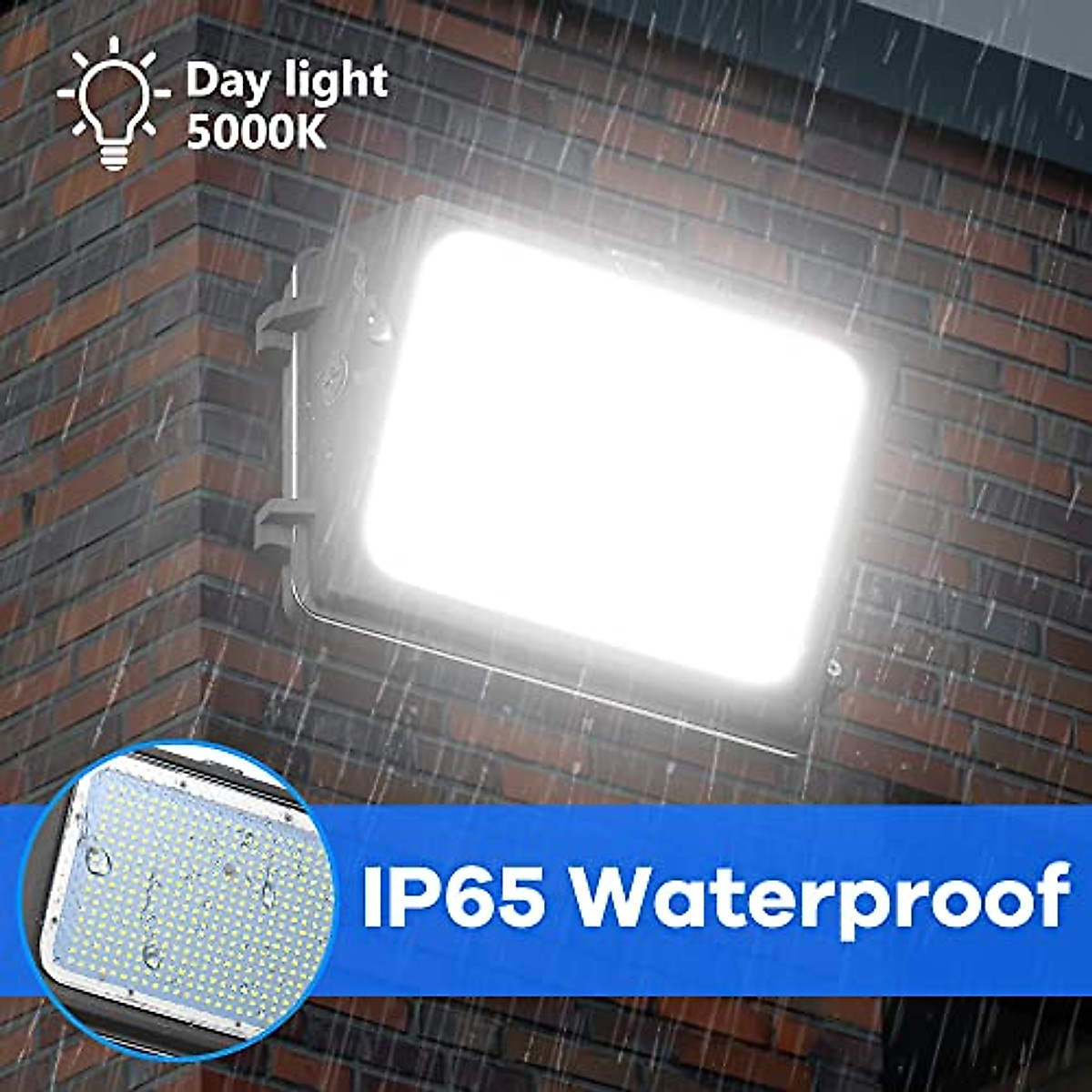 LED Wall Pack Lights 80W Dusk-to-Dawn Photocell 11680LM 110V Outdoor Wall Mount Lamp 800W Equivalent 5000K Daylight Commercial Security Lighting IP65 Waterproof Area Floodlights for Garage Warehouses