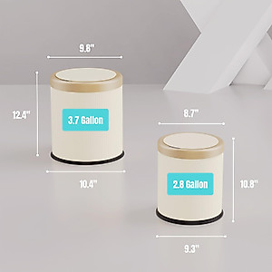 2Pack Automatic Bathroom Trash Can, Touchless Motion Sensor Garbage Can with Lid, Smart Dog Proof Trash Bin, Plastic Wastebasket for Bedroom, Office, Living Room, 2.8 Gallon+3.7 Gallon (Cream White)