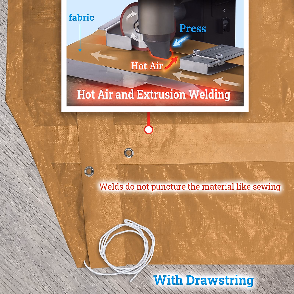 BenefitUSA 12'x20' Upgraded Carport Canopy Tent Garage Replacement Car Shelter Cover with Bungees,Frame is not Included (Tan)