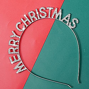Hmxpls Merry Christmas Headband, Christmas Tiara for Women, Xmas Hair Accessories with Rhinestone for Girls