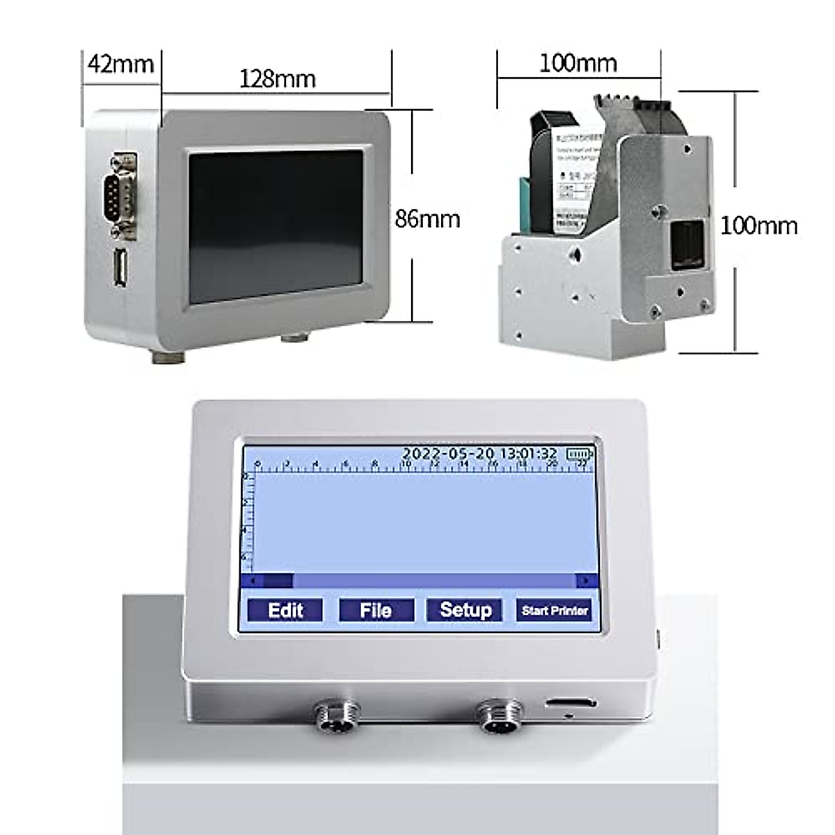 Online Inkjet Printer 5inch Touch Screen Automatic Code Printing Machine Print Logo QR Code Barcode for Assembly Line (12.7mm)