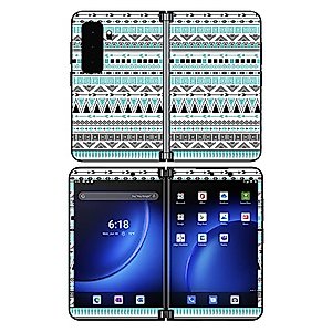 MightySkins Skin Compatible with Microsoft Surface Duo 2 - Turquoise Tribal | Protective, Durable, and Unique Vinyl Decal wrap Cover | Easy to Apply, Remove and Change Style | Made in The USA
