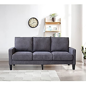 Harper & Bright Designs Modern Upholstered 3-seat Sofa Couch with with Storage Box, Metal Frame and Solid Wood Legs for Living Room Bedroom Office (3 Seat, Dark Grey)
