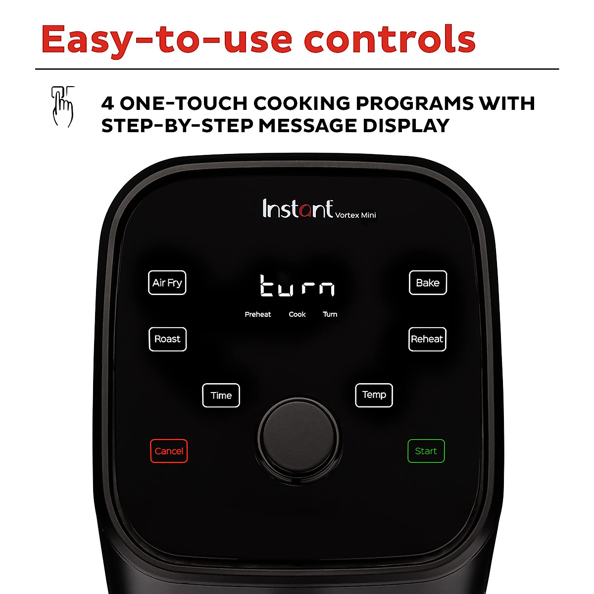 Instant Pot Vortex 4-in-1, 2-quart Mini Air Fryer Oven Combo with Customizable Smart Cooking Programs, Nonstick and Dishwasher-Safe Basket, Includes Free App with over 1900 Recipes, Black