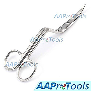 AAProTools 6 inch Stainless Steel Applique Duckbill Scissors Blade with Offset Handle & 6 inch Machine Embroidery Double Curved Scissors Bundle