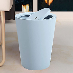 FEER Trash Can Shake Lid Type Household Simple Bathroom Large Living Room Bedroom Style Paper Basket (Color : Blue)
