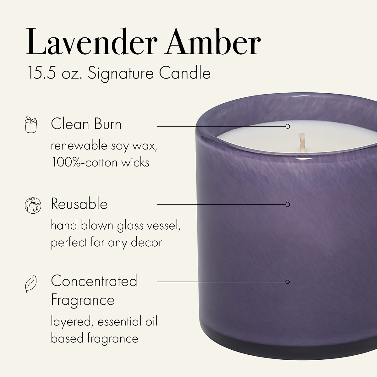 LAFCO Lavender Amber Signature Candle, Studio