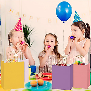 MOORAY 32 Pack Gift Bags with Handles, 7"x3.15"x 8.66" Paper Bags Kraft Bags 16 Different Senior Color Bags Multiple Uses for Wedding, Birthday, Party Supplies and Gifts（Multi01）