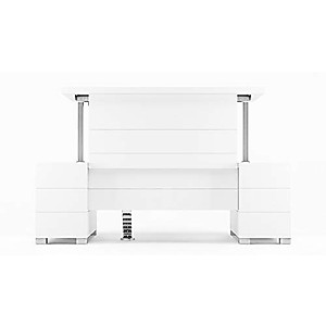 ZURI Furniture Ford Executive Modern Adjustable Height Desk with Filing Cabinets - White