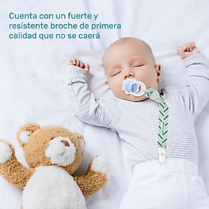 Pacifier Clip by Enovoe - 6 Pack of Pacifier Clips - Stylish Teething Ring Pacifier Holder Clip for Baby Boys and Girls - Multicolor - binkie Clip Baby Pacifier