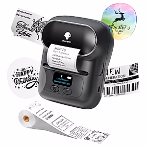 Phomemo Label Printer-M110 Barcode Label Printer, Portable Thermal Printer for Price Tag, Address, Mailing, Cloths, Jewelry, Office,Bluetooth for Phone, USB for PC, with 1 Roll Label