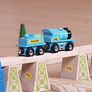 Bigjigs Single Wooden Train Engine (Blue)