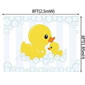 8x6ft Photography Background Cute Little Yellow Duck Theme Baby Shower Bubble Backdrop Ducky Party Event Decorations Banner Pictures Photo Booth Props W-1985