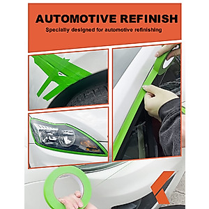 KREFINISH Painters Tape for Car Paint Green No Residue Automotive Masking Tape for Automotive Paint - Heat Resistant for Paint Booth, 0.7 Inches x 60 Yards, 6 Rolls
