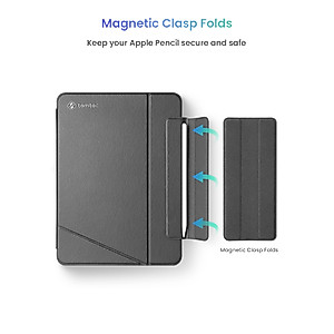 tomtoc Smart Folio Cover for 10.9-inch New iPad Air 5th Gen 2022, 11-inch iPad Pro 3/2/1, Ultra-Slim Lightweight Magnetic Protective Shell Stand Case with Multi-Viewing Angles, Auto Wake/Sleep, Black