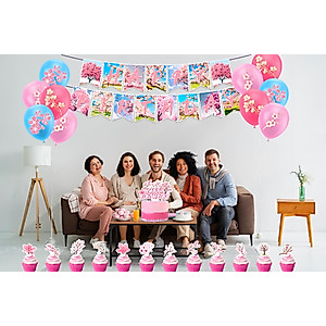 Cherry Blossom Party Decorations Cherry Blossom Birthday Party Supplies Japanese Decorations Includes Birthday Banner Cake Topper Cupcake Toppers Balloons for Wedding Bridal Baby Shower Decorations