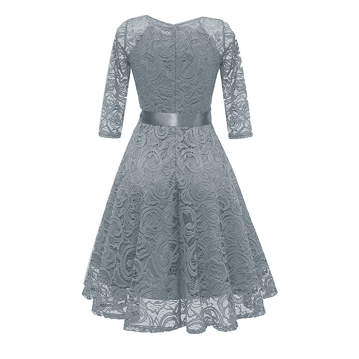 F_Gotal Womens Vintage Dresses Casual Floral Lace Mini Tank Dress Fashion Aline Swing Dress Party Cocktail Prom Gray