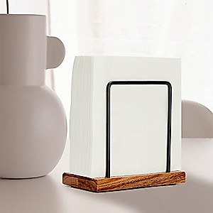 Acacia Wood Napkins Holder with Metal Wire, Standing Napkin Holder for Table, Kitchen & Dining Room Décor