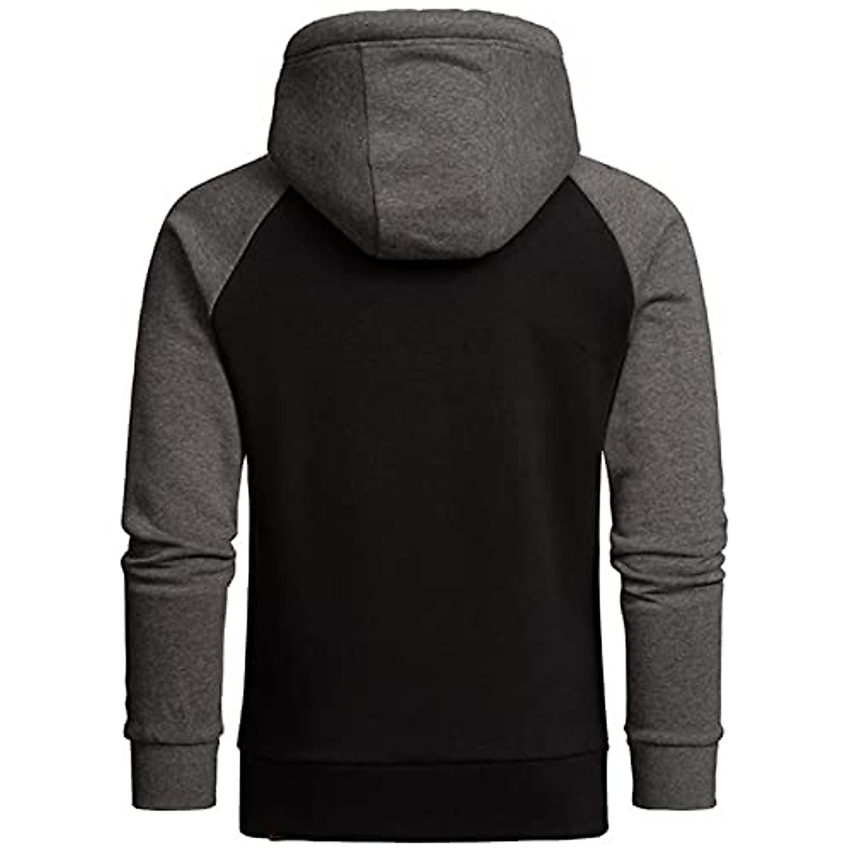 Maiyifu-GJ Men's Color Block Pullover Hooded Sweatshirts Drawstring Fleece Warm Winter Hoodies Casual Sports Running Hoodie (Black,X-Large)