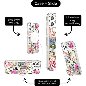 PopSockets iPhone 12/12 Pro Vintage Floral Magsafe Phone Case PopCase with Slide
