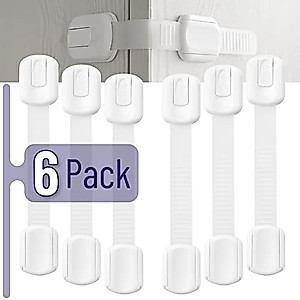 Bates- Child Safety Strap Locks, 6 Pack, Child Proof Cabinet Latches, Child Safety Cabinet Locks, Drawer Locks Baby Proofing, Baby Cabinet Safety Latches, Baby Proof Cabinet Locks