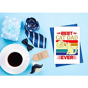 FLYAB Best Cat Dad Ever Fathers Day Card from Cat 4"x6" Funny Cat Dad Fathers Day for Cat Dad Fathers Day Card for Dad from Daughter Son Birthday Greeting Card with Envelope for Husband from Wife