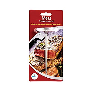 HIC Kitchen Oven Safe Meat Thermometer, Large 2-Inch Easy-Read Face, Durable Stainless Steel Stem, Accurate Temperature Reading, Perfect for Roasting and Grilling