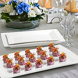 Suwimut 3 Pack White Serving Platters for Entertaining, Large Porcelain Serving Plates Rectangular Trays for Parties Serving Food, Fruit, Appetizers, Microwave and Dishwasher Safe