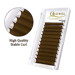 Easy Fan Volume Lashes .07 D Curl Brown Volume Lash Extensions 9-16mm Mixed Lash Tray Color Lashes Extension Self Fanning 2D-10D Volume Eyelash Extensions by QUEWEL (Brown 0.07 D 9-16mm)
