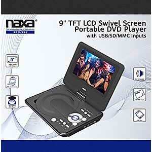 NAXA Electronics NPD-952 9-Inch TFT LCD Swivel Screen Portable DVD Player with USB/SD/MMC Inputs