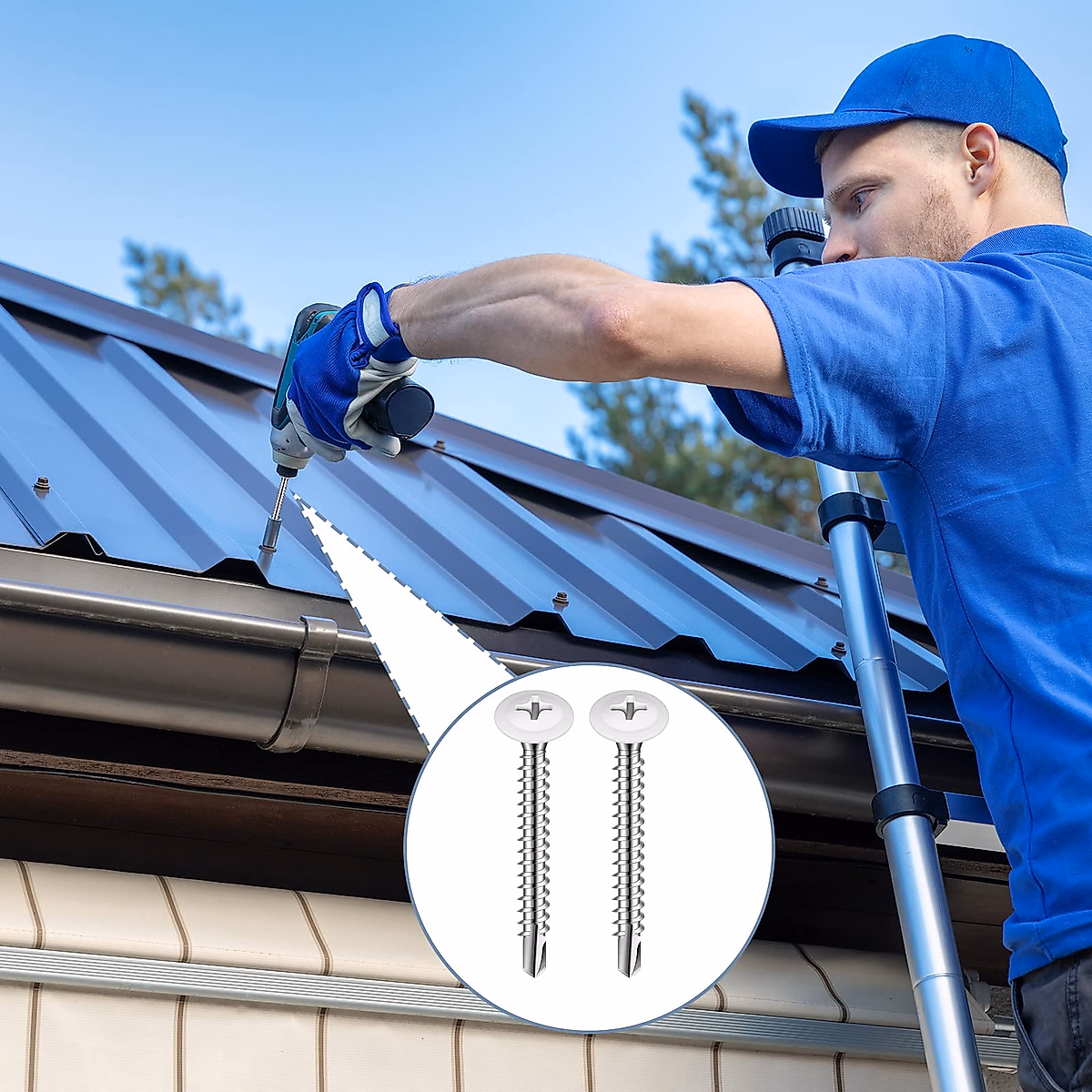 Peryiter White Screws Self Tapping Screws for Metal White Thread Truss Head Screws 8 Fast Self Drilling Screw Sheet Metal Screws for Wire Lath to Metal Studs, Wood Work Screw, 4 Sizes (160 Pcs)