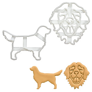 Set of 2 Golden Retriever cookie cutters (Designs: Face & Body), 2 pieces - Bakerlogy