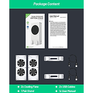Cooling Stand for Xbox Series S, ZAONOOL Four Cooling Fan Cooler System, Top and Bottom Dual Cooling Fan, Low Noise, 3 Gears Adjustable Speed 2300/2800/3200RPM with LED Indicator and 4 Extra USB Ports