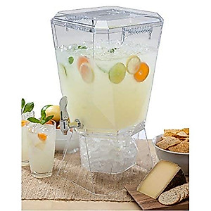 CreativeWare Crown Beverage Dispenser with Base and Name Clip, 3.5 gallon, Clear