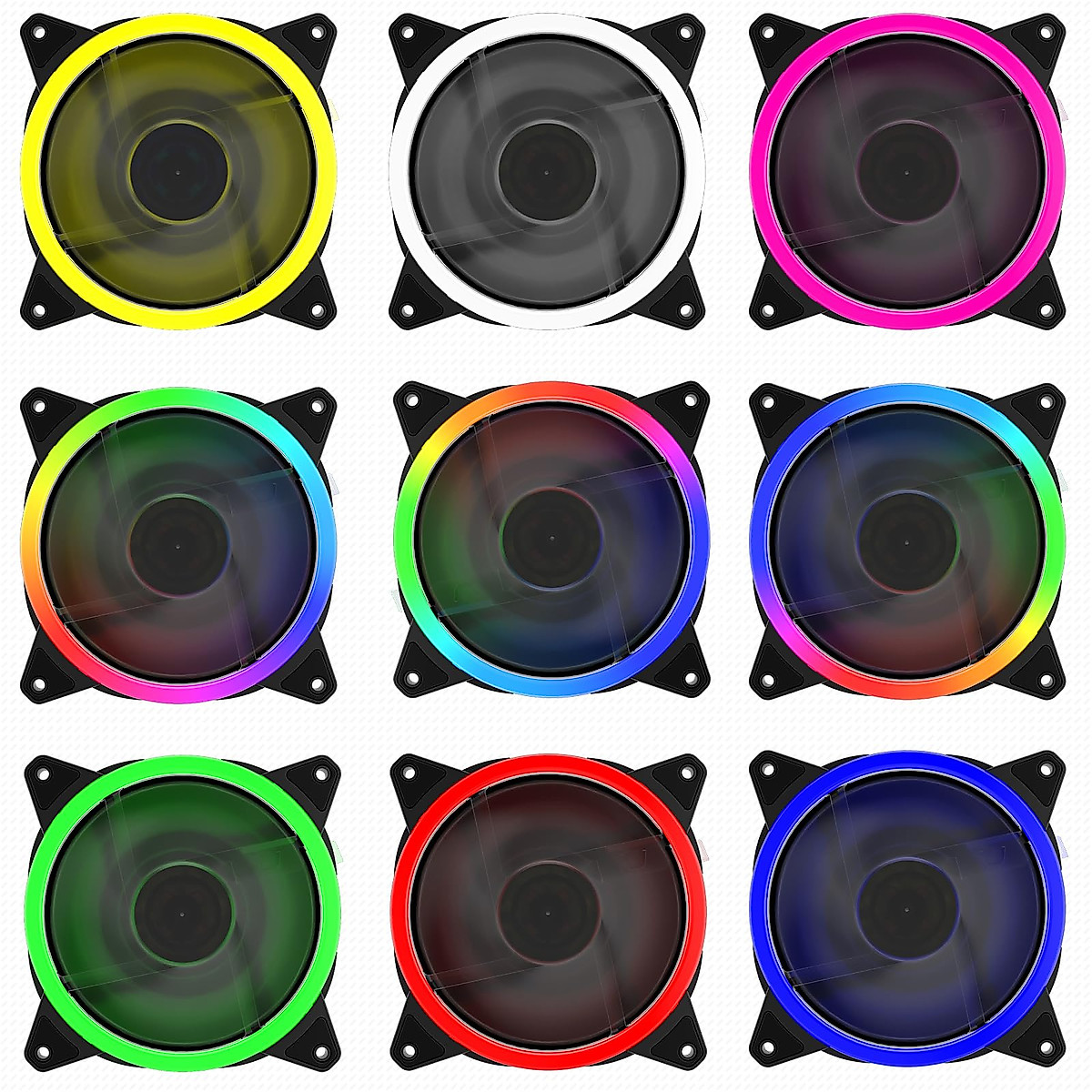 upHere 120mm RGB Series Case Fan,Quiet Edition High Airflow LED Case Fan for PC Cases-5 Pack