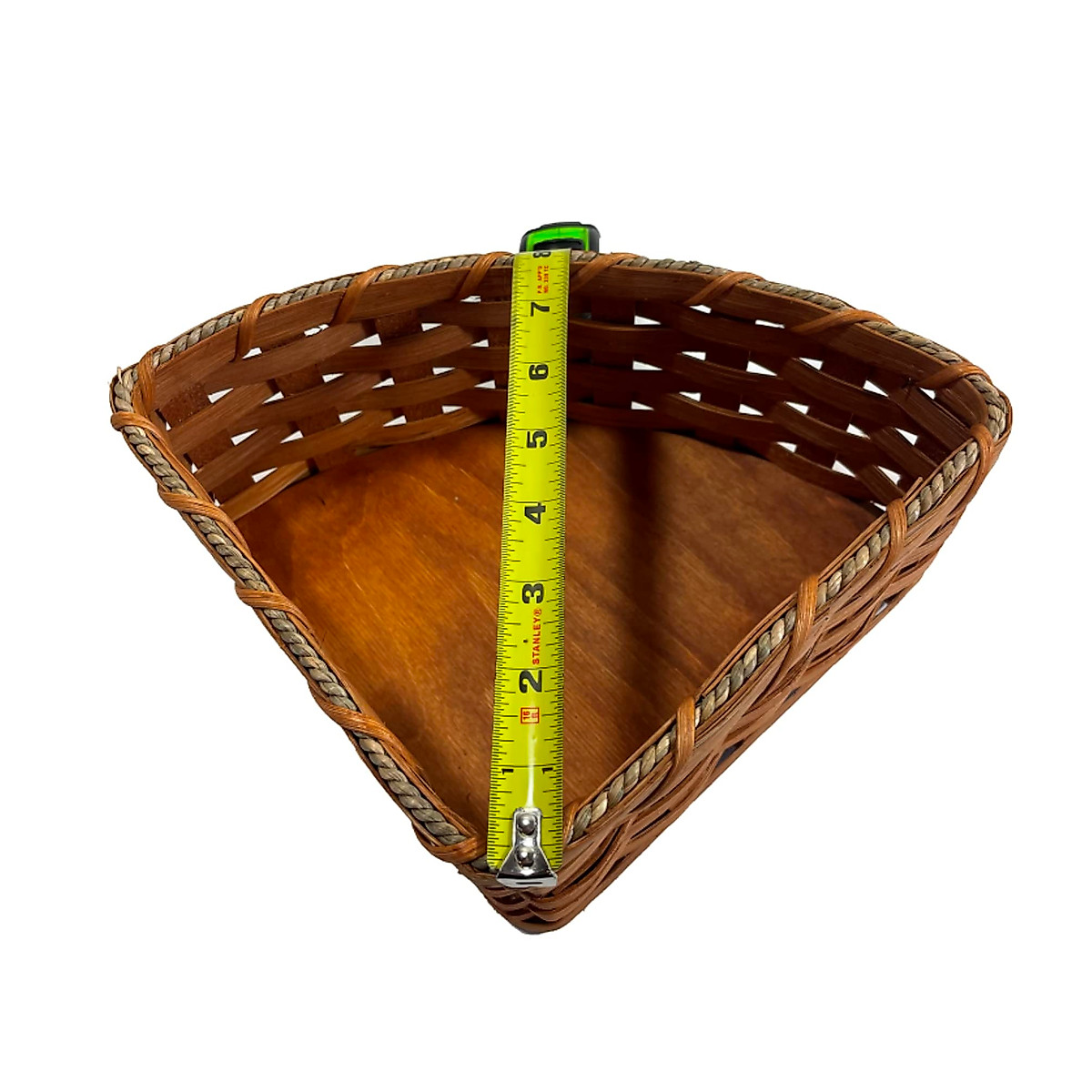 Amish Corner Storage Handmade Solid Oak Woven Wicker Basket (Medium)