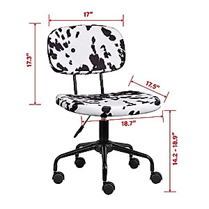 GIA Barnyard Holstein Cow Pattern Home Office Task Chair Without Arms, Metal, White and Black