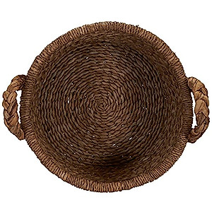 Household Essentials Large Wicker Floor Storage Basket with Braided Handle, Light Brown 19''x 25''