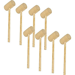 Southern Homewares Wooden Crab Mallet Seafood Lobster Shellfish Cracker Hardwood Hammer Set of 8