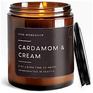 Cardamom & Cream Natural Soy Wax Scented Candle for Home – Handcrafted in USA – Aromatherapy Candle for Relaxing – Best Birthday Gift, Romantic & Anniversary Gift – Scented Candles for Women & Men