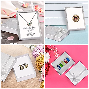 Kurtzy Silver Paper Jewelry Display Gift Boxes (12 Pack) - 9 x 7cm / 3.54 x 2.76 Inches - Cardboard Packaging Box Set with Foam Inserts for Earrings, Necklaces, Bracelets & Rings