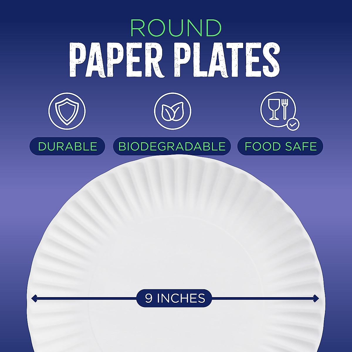 Paper Plates 9 Inch Bulk Paper Plates | White Paper Party Plates | Uncoated Disposable Microwavable Paper Plates | Microwave Safe Dishes For Everyday Dinner Picnic BBQ Party Event Crafts | 100 Pack