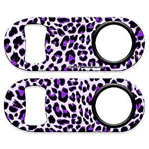 BarConic Mini Opener with Retractable Reel - Purple Cheetah