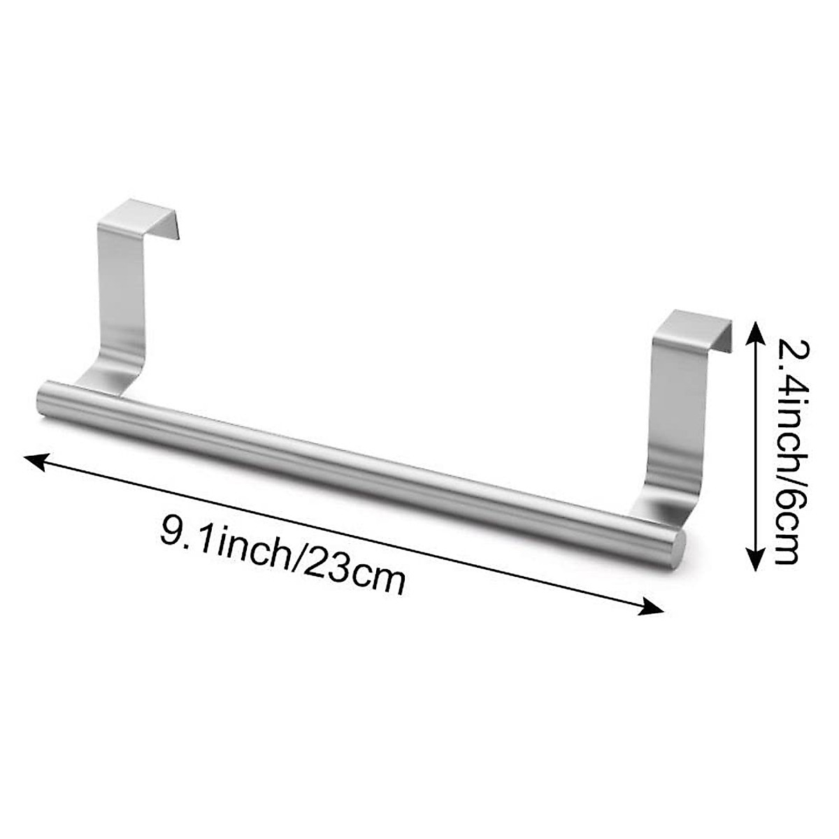 2Pcs Towel Rack Over Door Stainless Steel Towel Bar Hanging Holder Towel Rag Rack Shelf Hanger Bathroom Kitchen Cabinet(9inch,Silver)