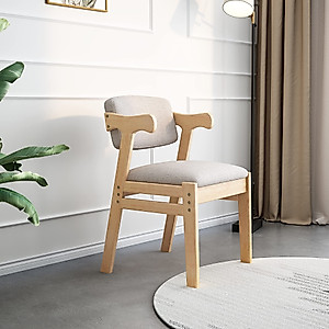 BALANBO Kids Study Chair Rubber Wood Height Adjustable Dining Chair/Office Chair/Leisure Chair（Nature）