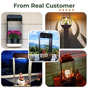 Grand patio Outdoor Leiden LED Solar Hexagon Wall Sconce Planter, with Dusk to Dawn Sensor Decor Wall Lighting for Garage Doorway Patio Yard, Cement Grey (L-Linear)