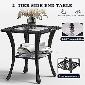 LayinSun 6 Pieces Outdoor Patio Furniture Set, Rattan Wicker Sectional Swivel Rocker Chairs Sets with Ottomans, Swivel Glider Chairs, and Coffee Table