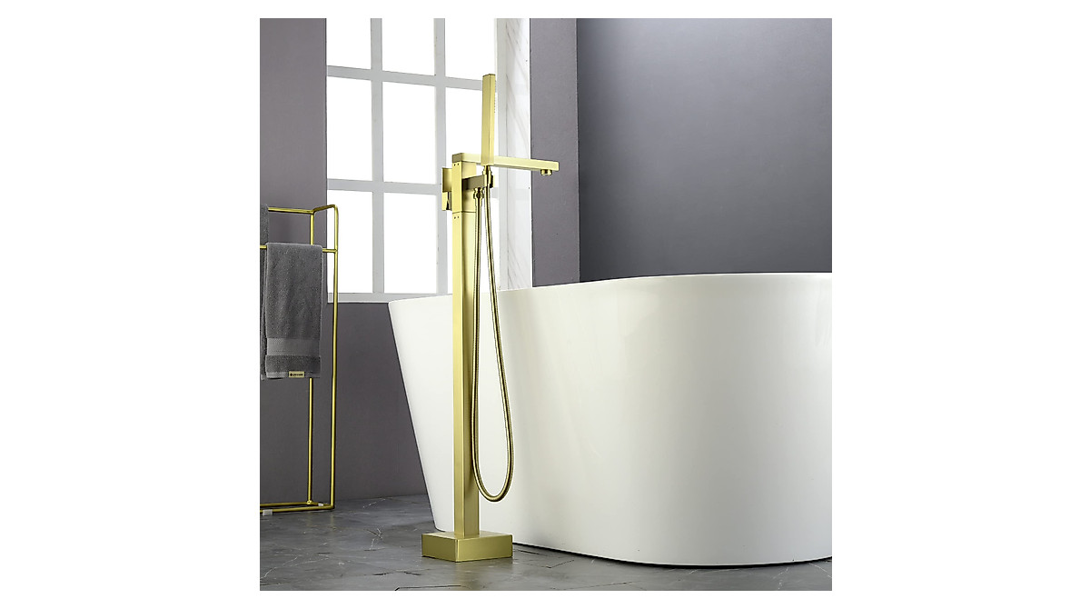 Elegant SHAMANDA Freestanding Bathtub Faucet in Gold